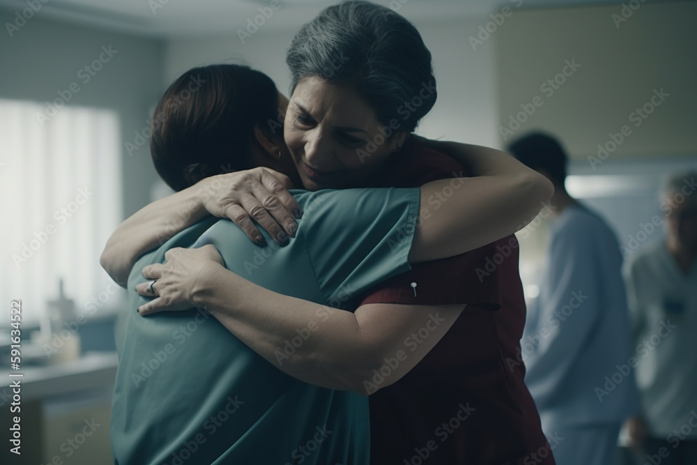 A cheerful, friendly doctor supports his patient during a physical exam ...