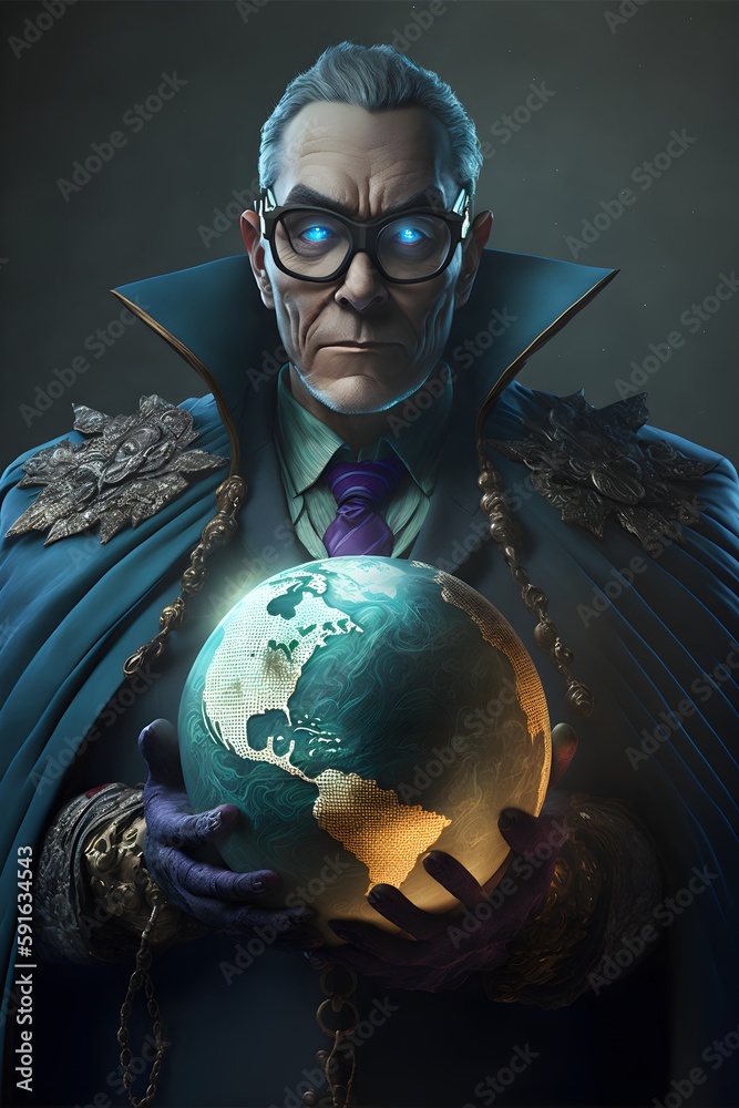 Geography teacher supervillain holding a magical globe unreal engine ...
