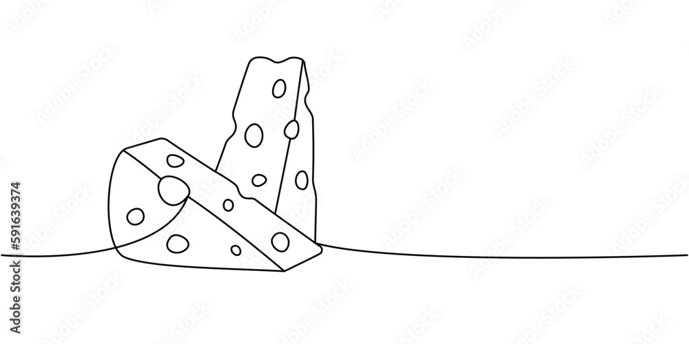 Cheese one line continuous drawing. Cheese products continuous one line ...