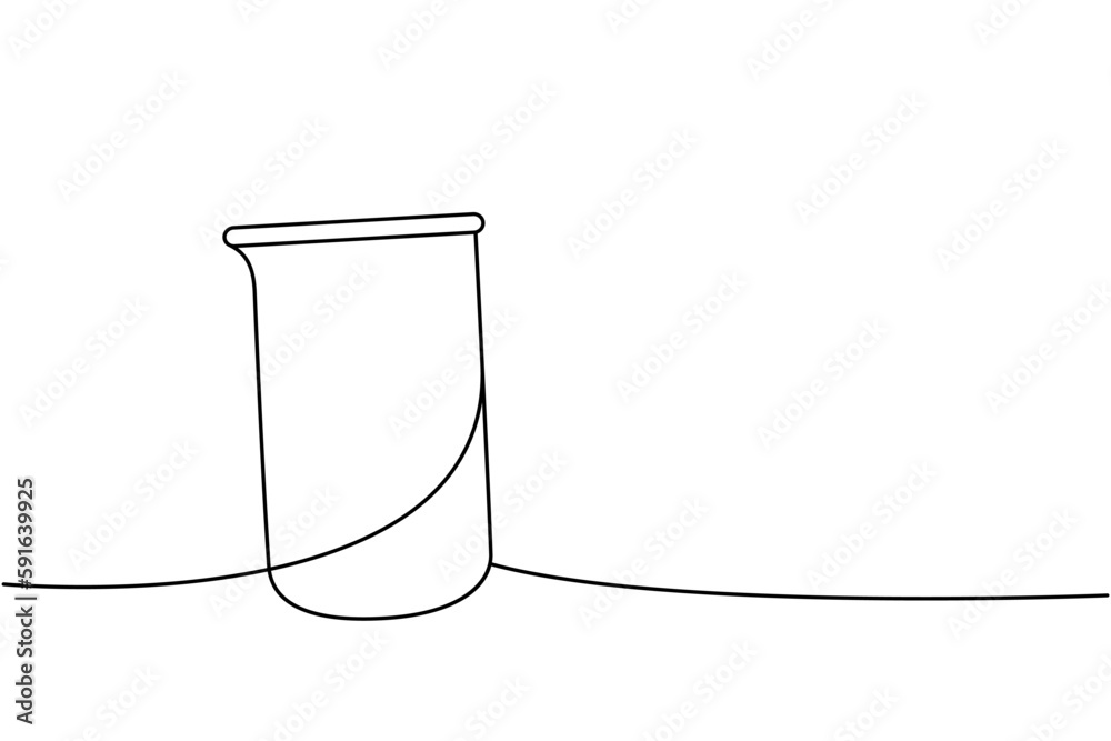 Laboratory glass beaker one line continuous drawing. Laboratory glass ...