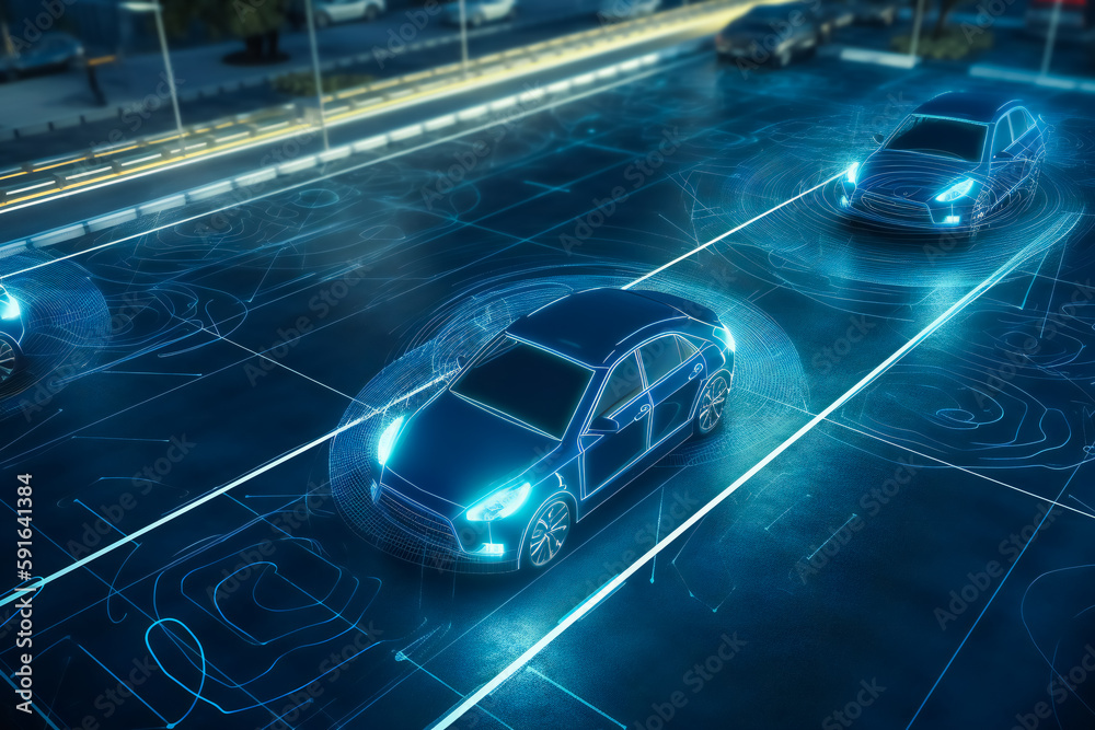 Autonomous Car Sensor System Concept for Vehicle Safety. Generative AI ...
