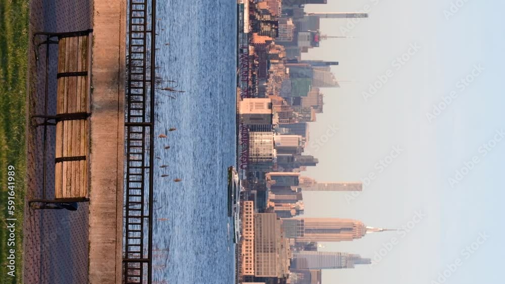 Vertical 4k resolution video of Manhattan skyline travel tourist ...