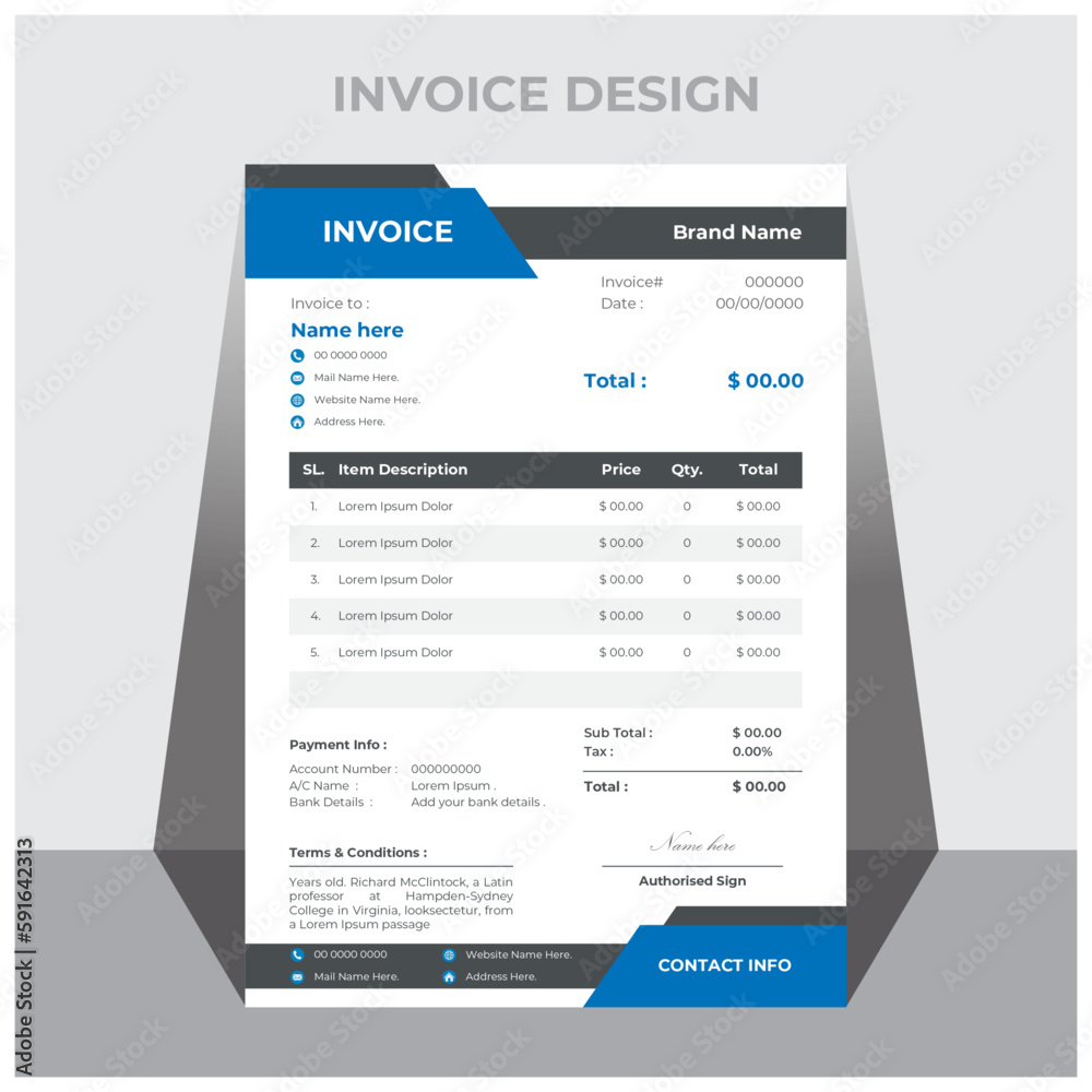 professional invoice & letterhead design template, simple invoice ...