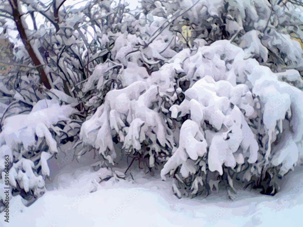 Winter landscape in gray tonality for interior solutions or posters ...