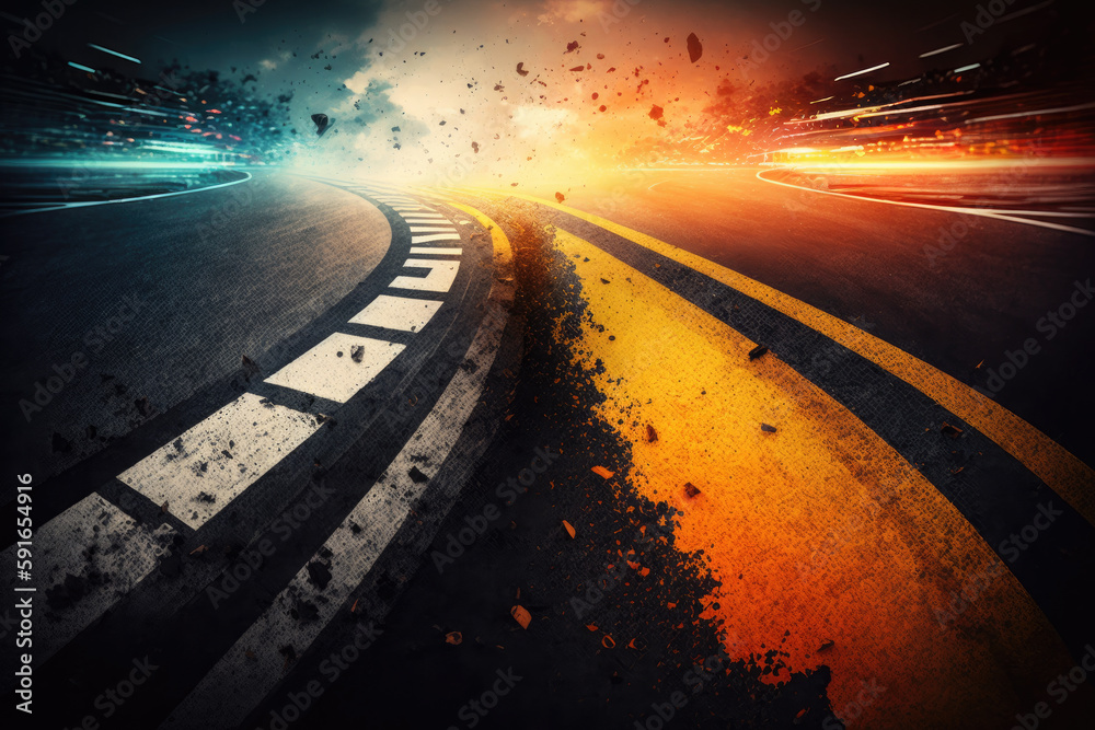 asphalt road with markings. race track concept. Generative AI Stock ...