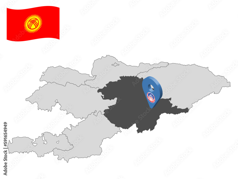 Location Naryn Region on map Kyrgyzstan. 3d Naryn Region location sign ...
