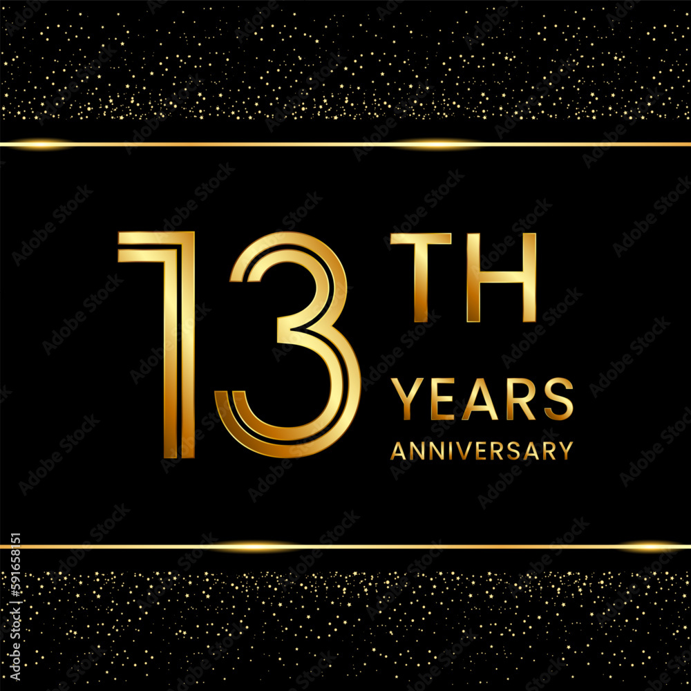13th anniversary logo design with double line concept. Line Art style ...