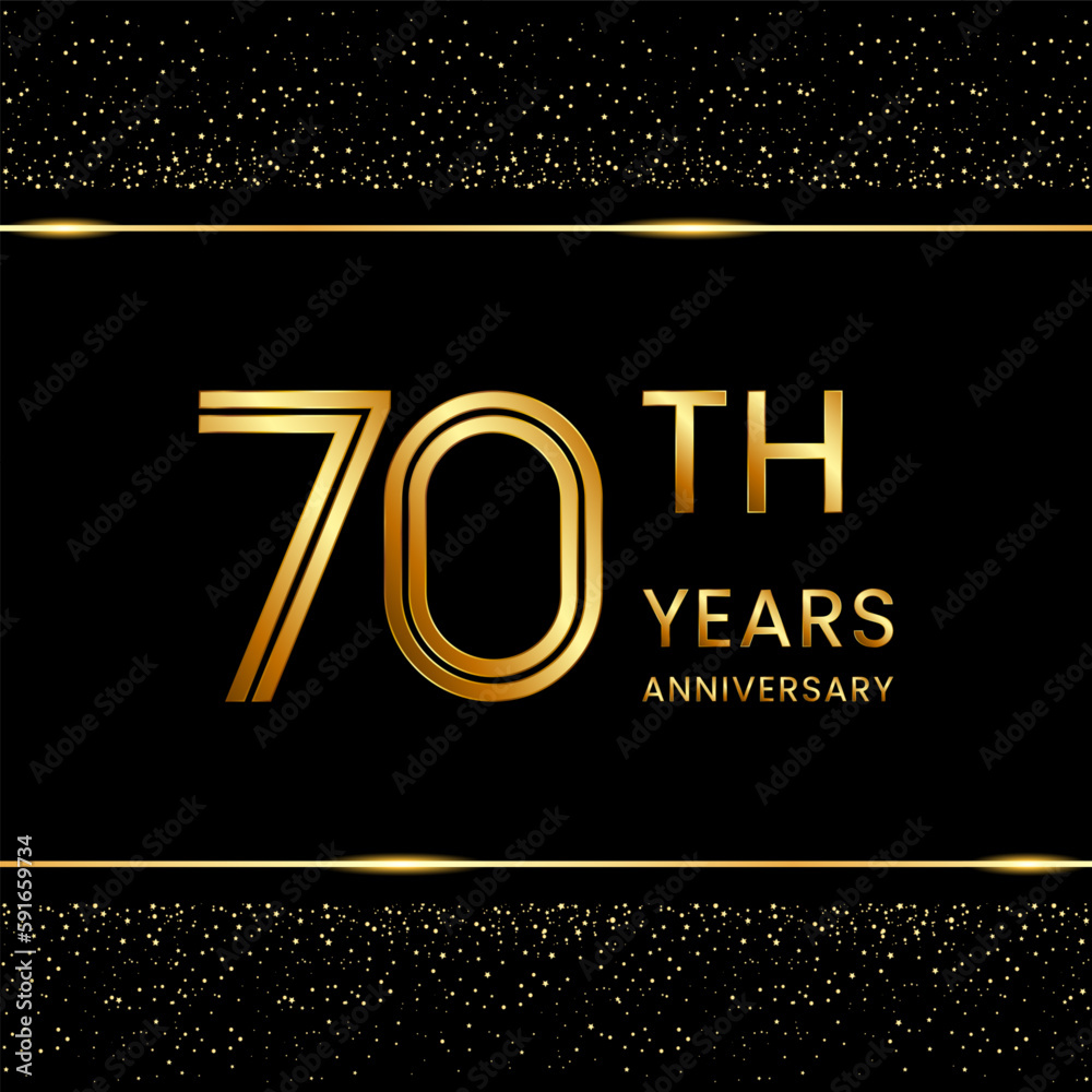 70th anniversary logo design with double line concept. Line Art style ...