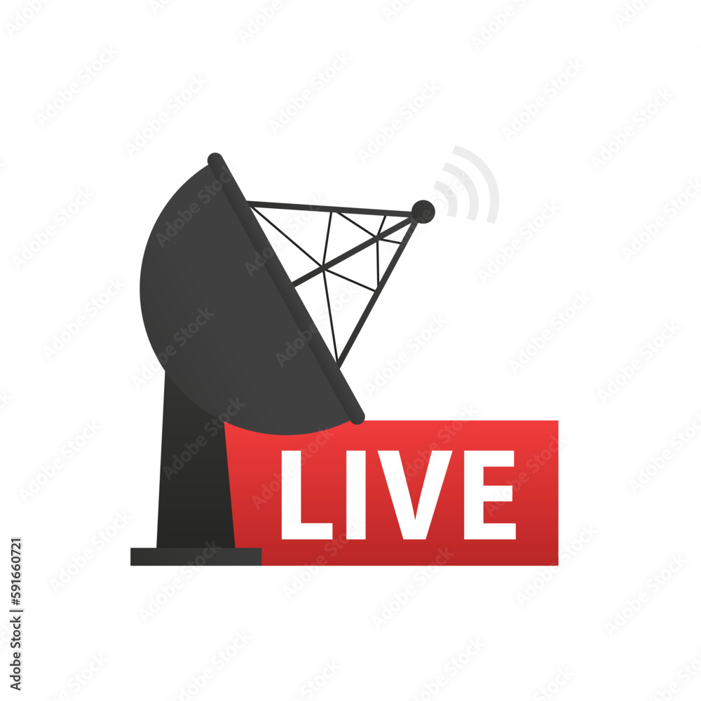 Live broadcast or online streaming icons. The concept of satellite ...
