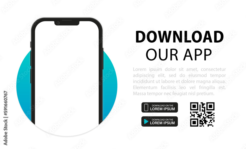 Download page of the mobile app. Empty screen smartphone for you apps ...