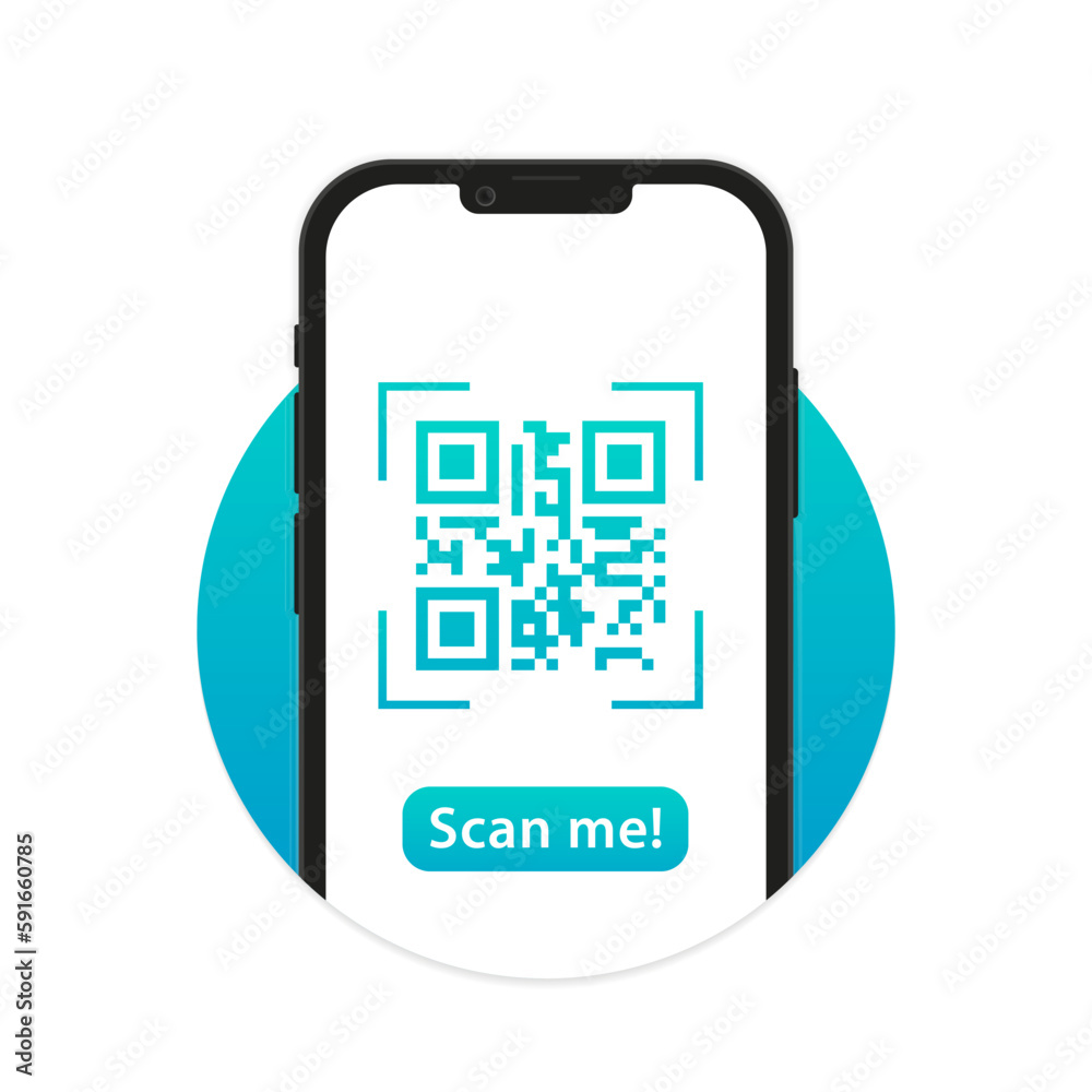 Qr Code SCAN ME template with a smartphone for application screenshot presentation. Can use for ...