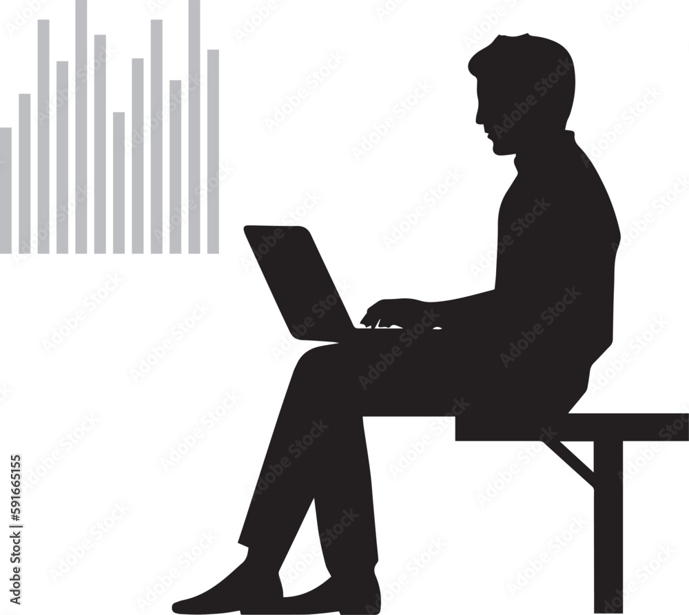 Man watching laptop computer increasing graph,Man at laptop watching ...