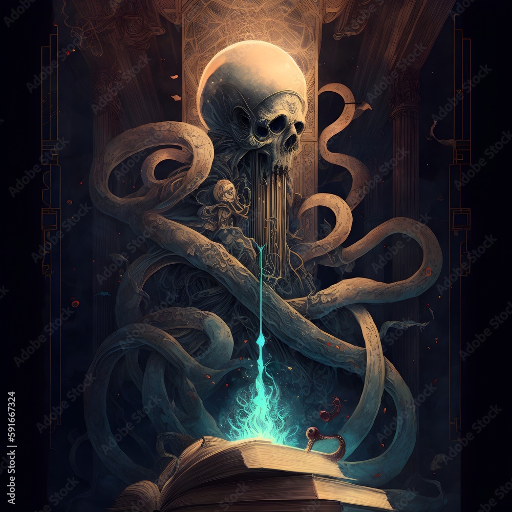 encyclopedia illustrations page parchement papyrus cthulhu horror ...