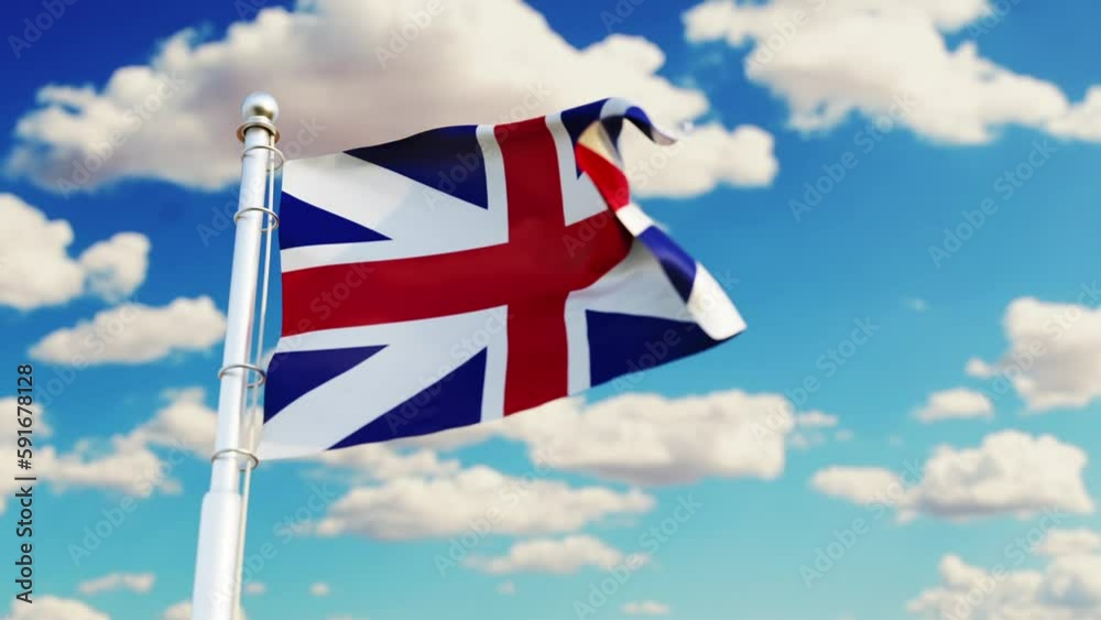 The flag of Great Britain. The United Kingdom fluttering in the wind ...