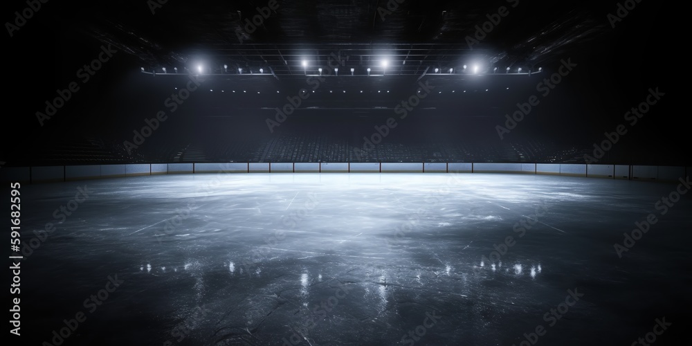Background. Beautiful empty winter background and empty ice rink with ...