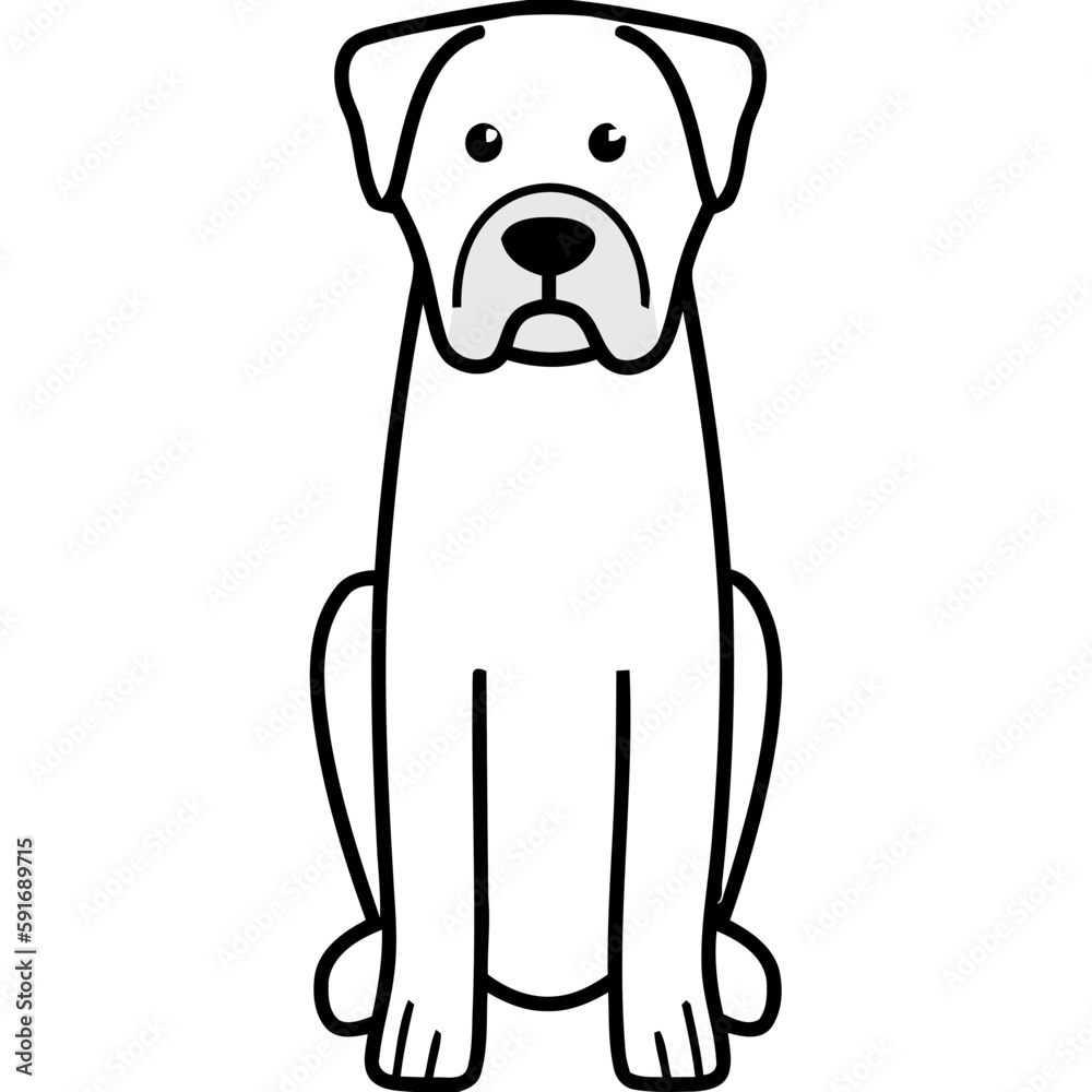 Boerboel Dog Breed Cartoon Kawaii Sketch Hand Drawn Watercolor Painting ...