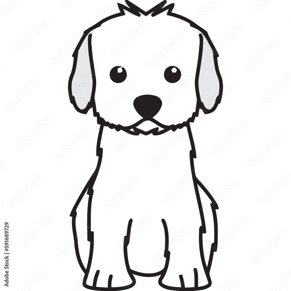 Cockapoo Dog Breed Cartoon Kawaii Sketch Hand Drawn Watercolor Painting ...