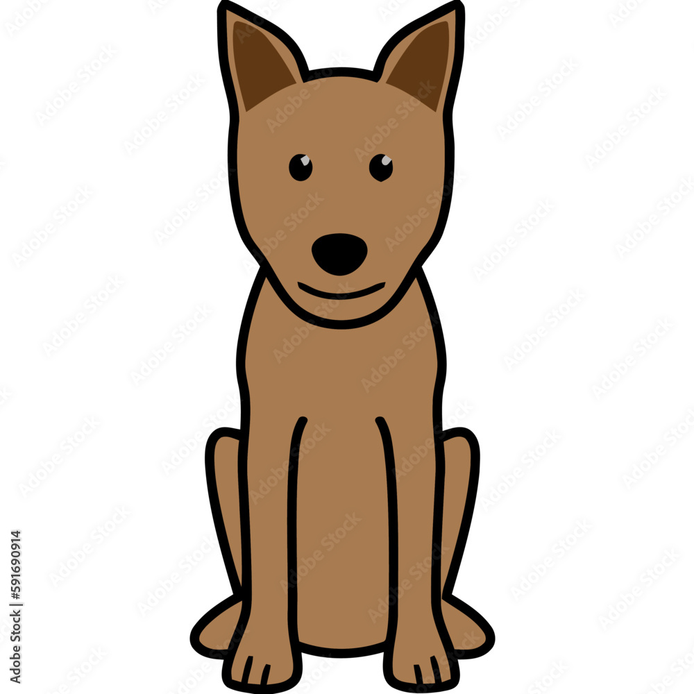 Canaan Dog Breed Cartoon Kawaii Sketch Hand Drawn Watercolor Painting ...