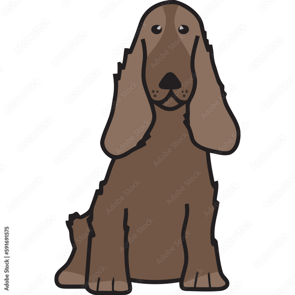 English Cocker Spaniel Dog Breed Cartoon Kawaii Sketch Hand Drawn ...