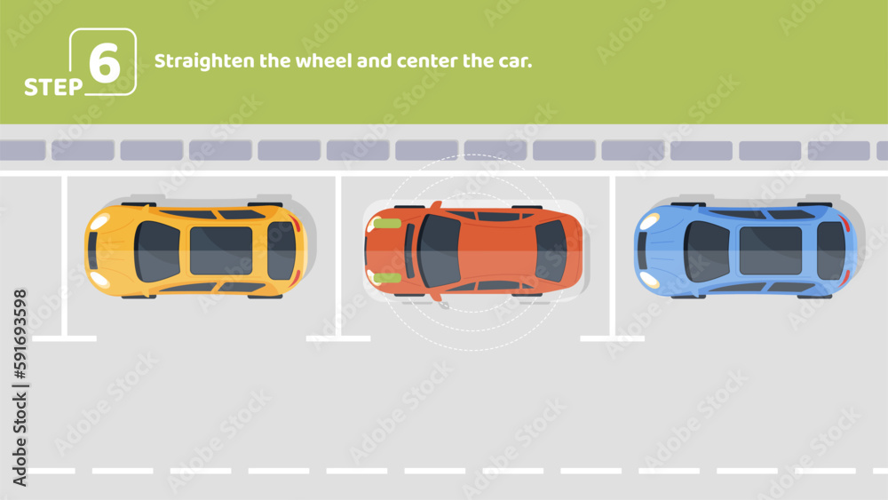 Parallel parking step 6. Straighten wheel and center car. Template ...