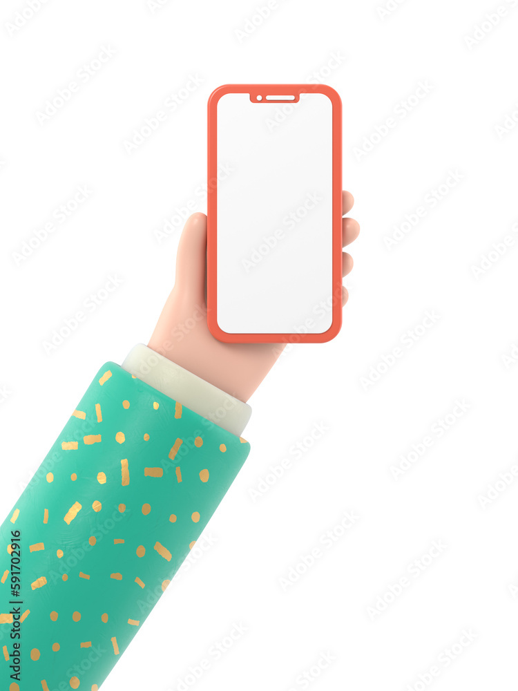 Transparent Backgrounds Mock-up.3d hand touching smartphone. cartoon ...
