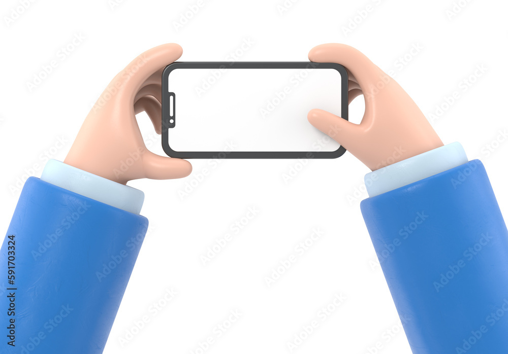 Transparent Backgrounds Mock-up.3d hand touching smartphone. cartoon ...