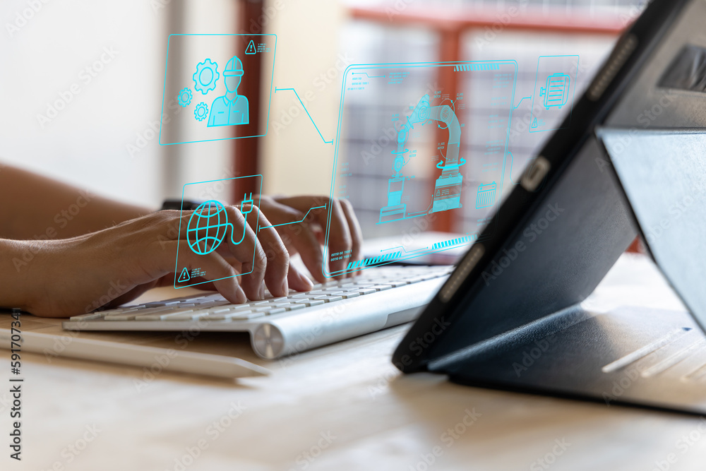 Mechanical Engineer Designs 3D Engine on Personal Computer. In the ...