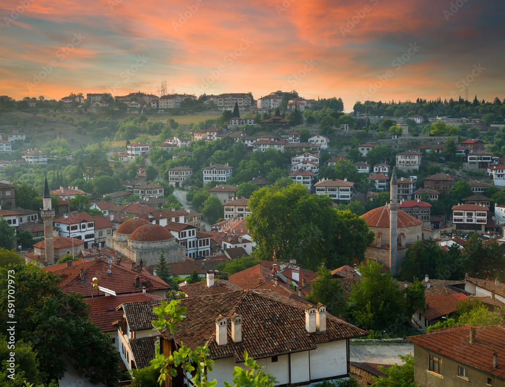 Zdjęcie Stock: Morning view of Safranbolu houses. Ottoman architecture ...