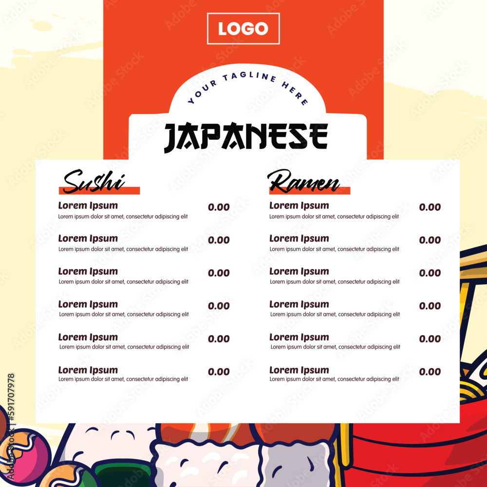 vector of japanese food menu for template design Stock Vector | Adobe Stock