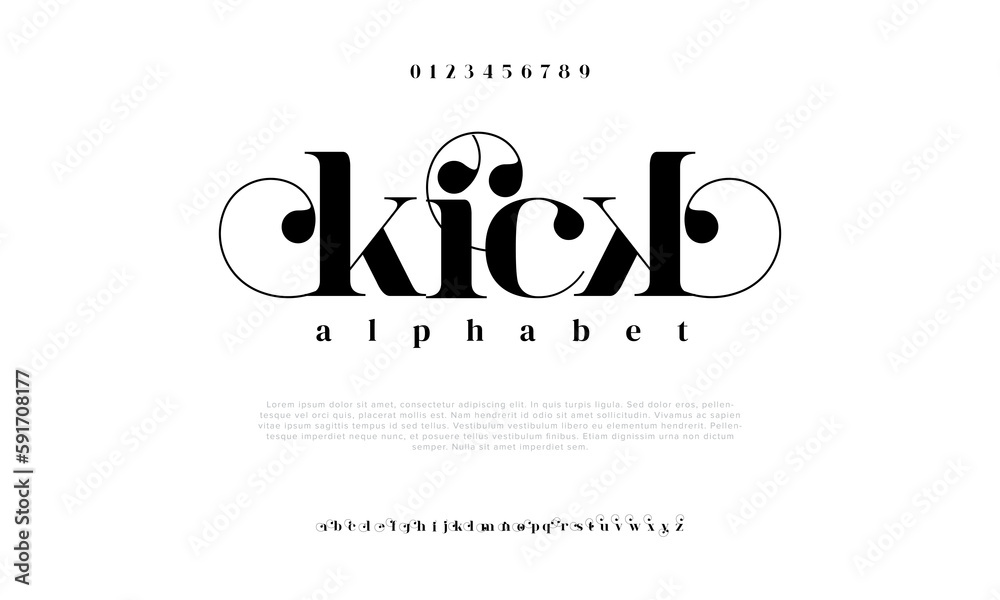 Kick abstract digital technology logo font alphabet. Minimal modern ...