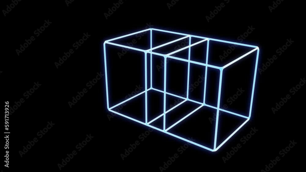 tesseract hypercube fourth dimension 3d animation. can be used to ...