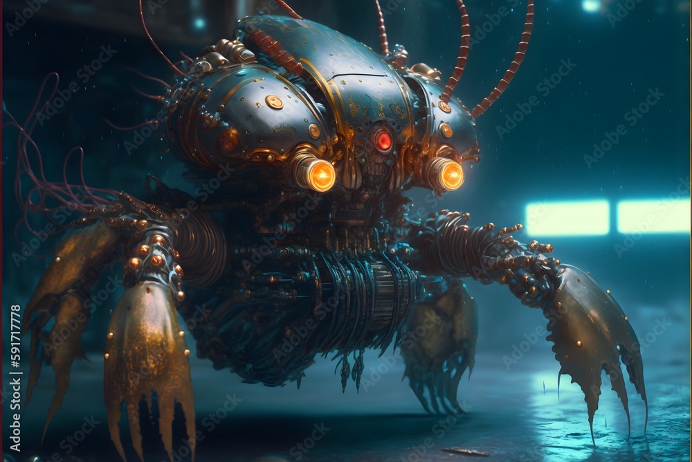scifi lobster robot art by Alphonse Mucha photoreal hyper details movie ...