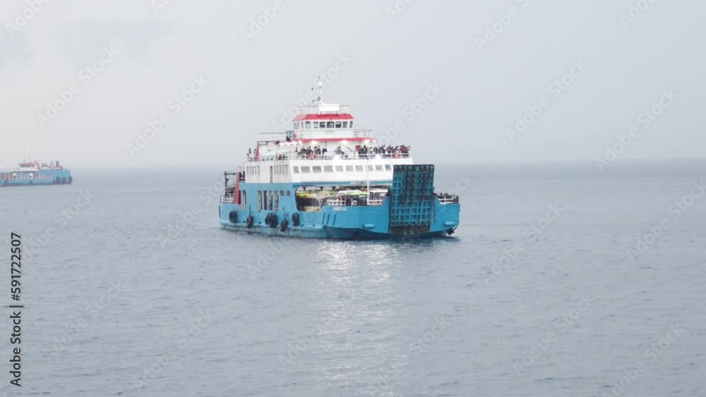 ferry at sea. Ferry crossing Ketapang port, Banyuwangi to Gilimanuk ...