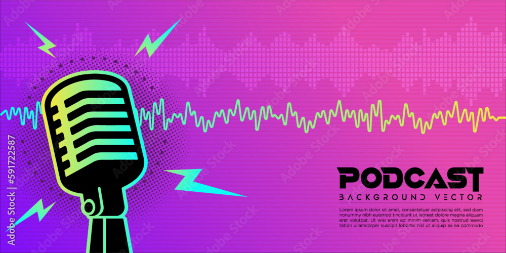 Neon light color podcast background illustration Stock Vector | Adobe Stock