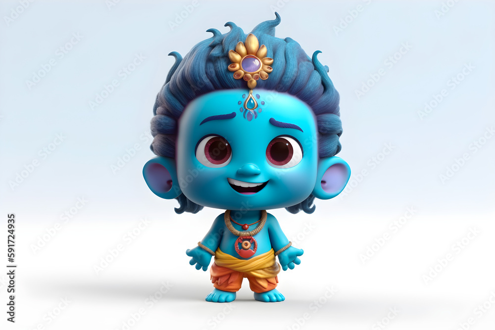 Lord Vishnu on a white background. Adorable 3d illustration. Generated ...