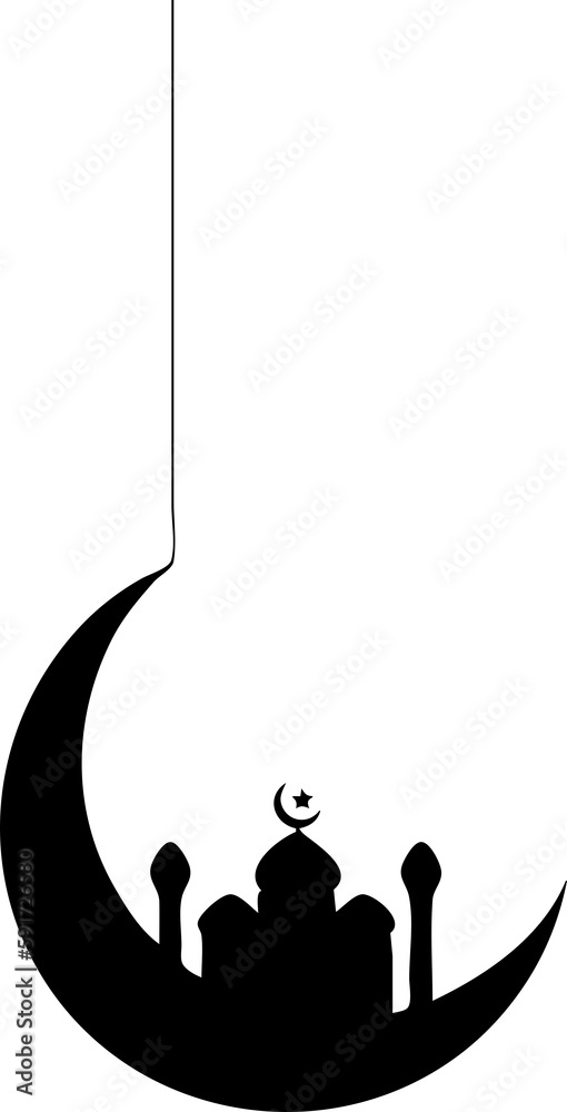 simple black and white illustration of a mosque used for banner, flayer ...