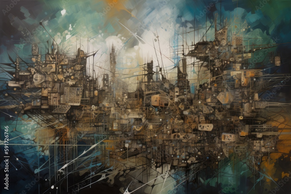 Bioarchitektura abstrakcja kolorowa grafika surrealizm Generative AI ...