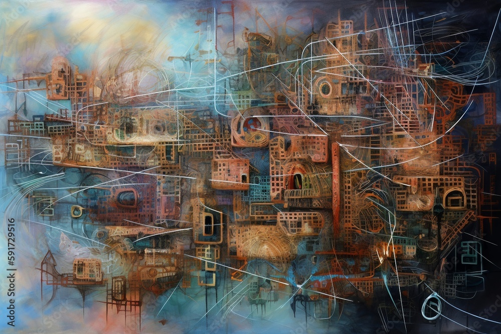 Bioarchitektura abstrakcja kolorowa grafika surrealizm Generative AI ...