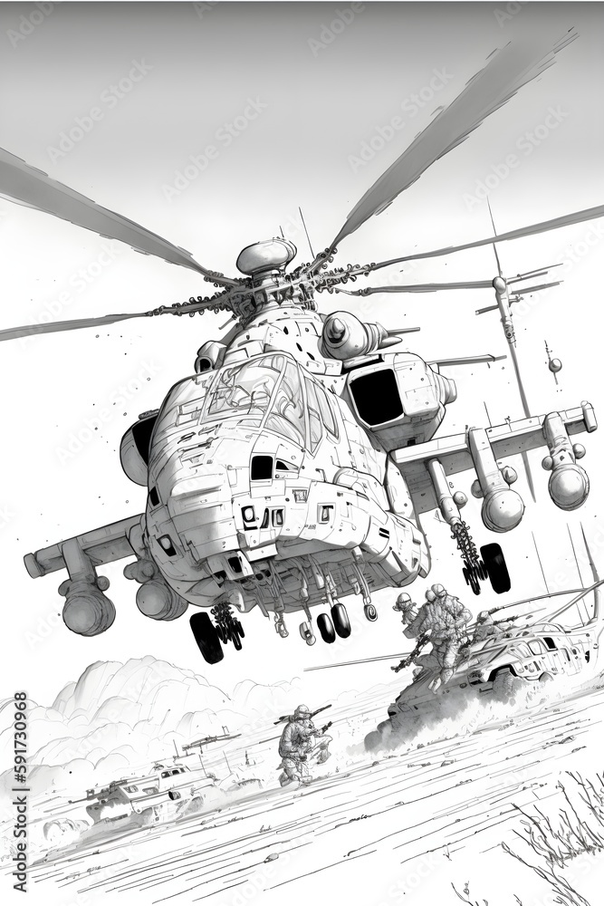US Army white Attack Helicopters in Syria full size Coloring page for ...