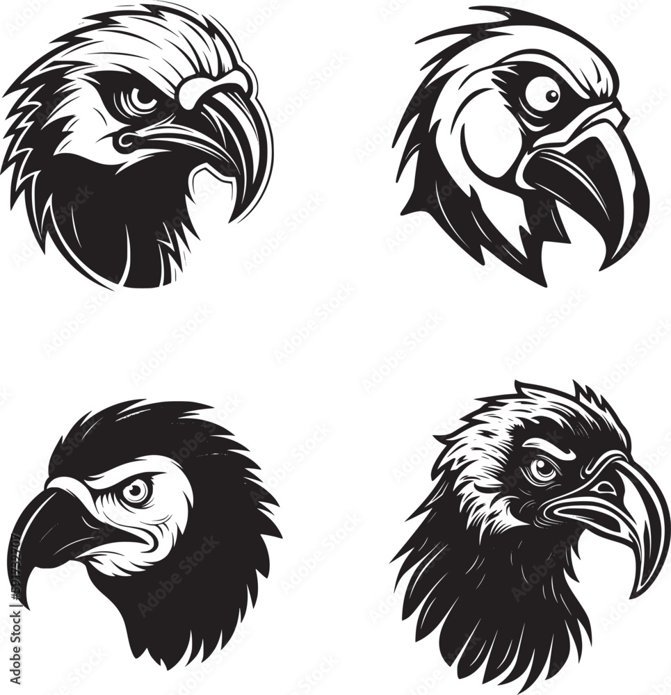 Vecteur Stock Vulture cartoon simple logo graphic, a black vector ...