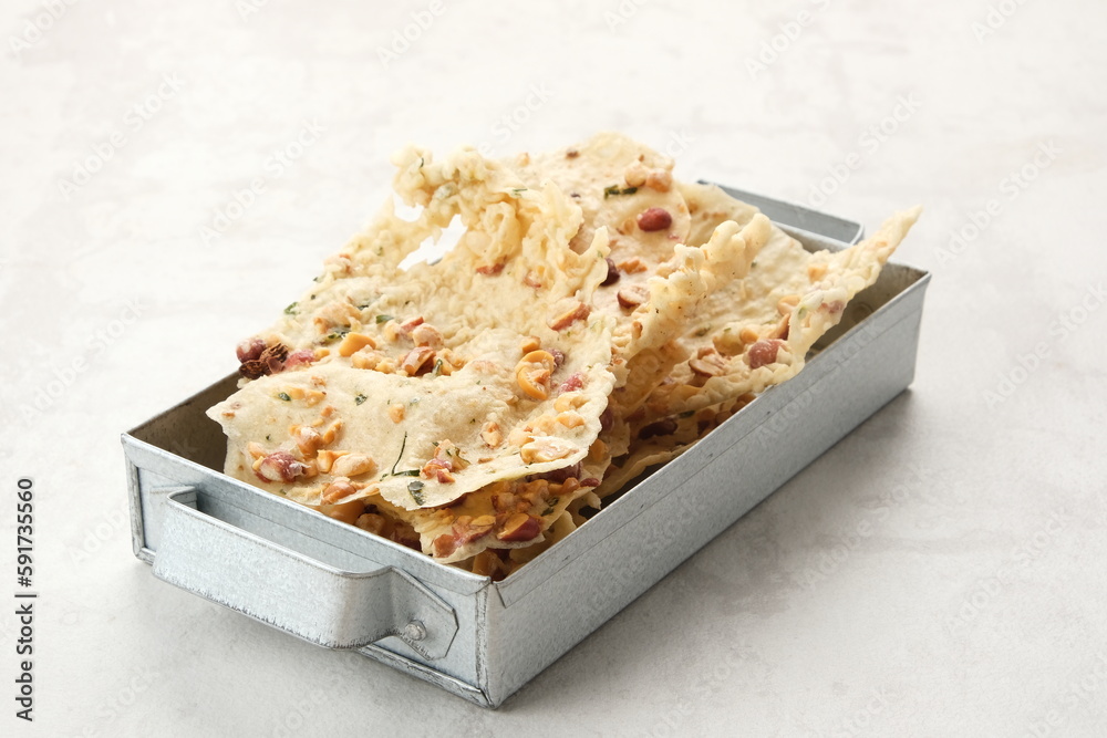 Rempeyek Kacang, crackers made from rice flour with sliced peanuts ...