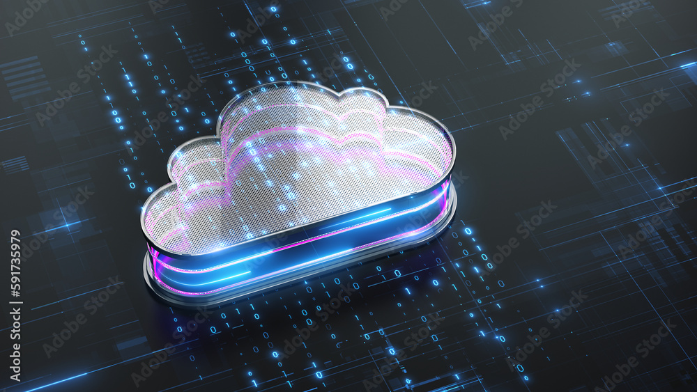 Cloud computing, cloud storage, cloud services concept. Digital cloud ...