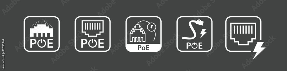 Power over Ethernet symbol, PoE sign vector. Stock Vector | Adobe Stock