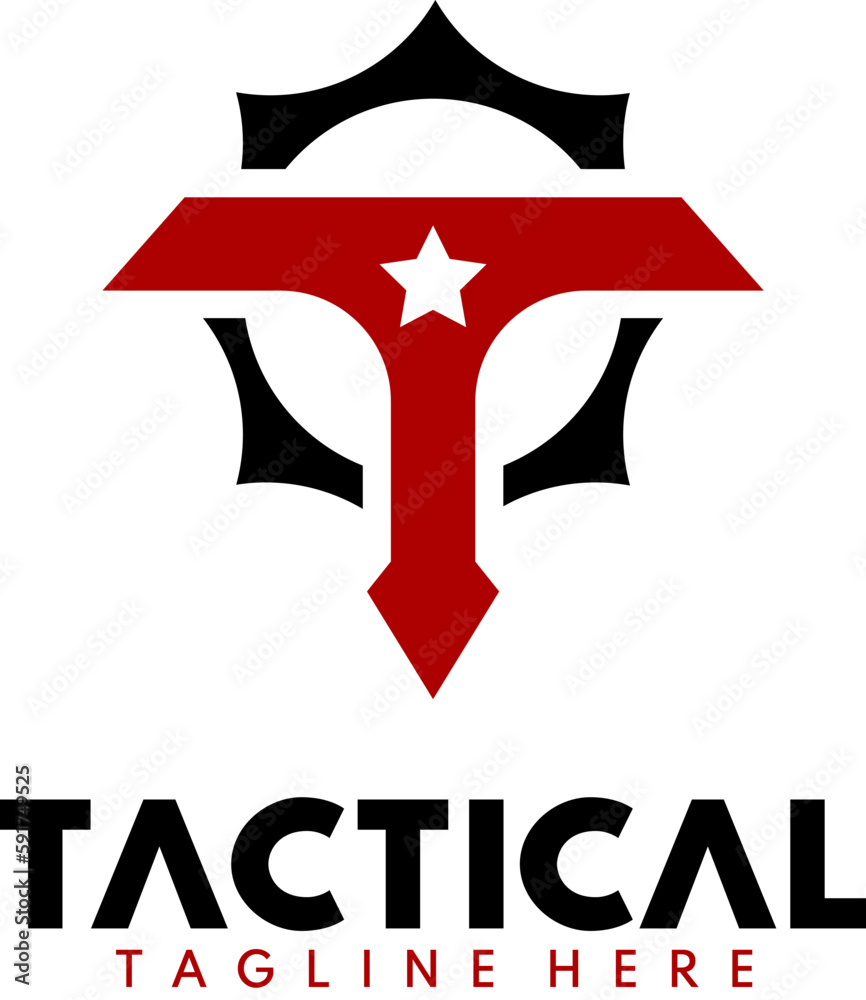 Logo for tactical gear company that is a military logo tactical shield logo with letter t Stock ...