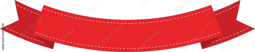 red ribbon banner for price or special message, text, badge with dash ...