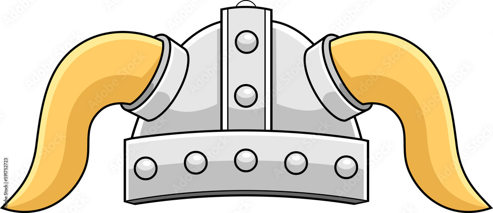 Cartoon Viking Helmet With Horns. Hand Drawn Illustration Isolated On ...