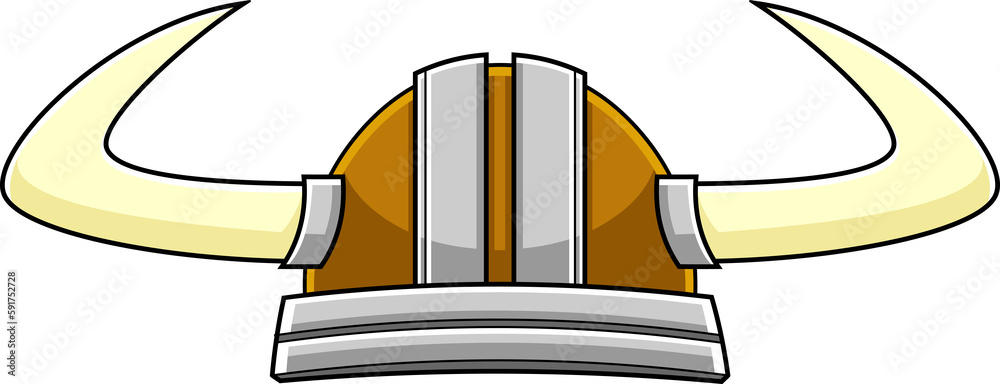 Cartoon Viking Helmet With Horns. Hand Drawn Illustration Isolated On ...