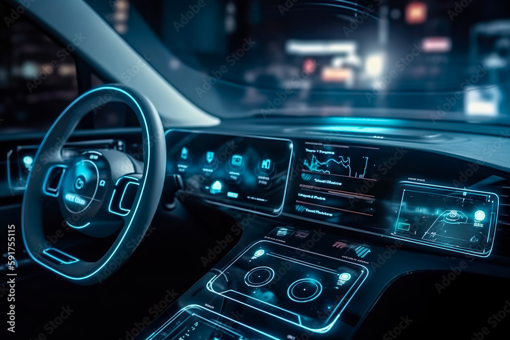 Modern smart car technology intelligent system using Heads up display ...