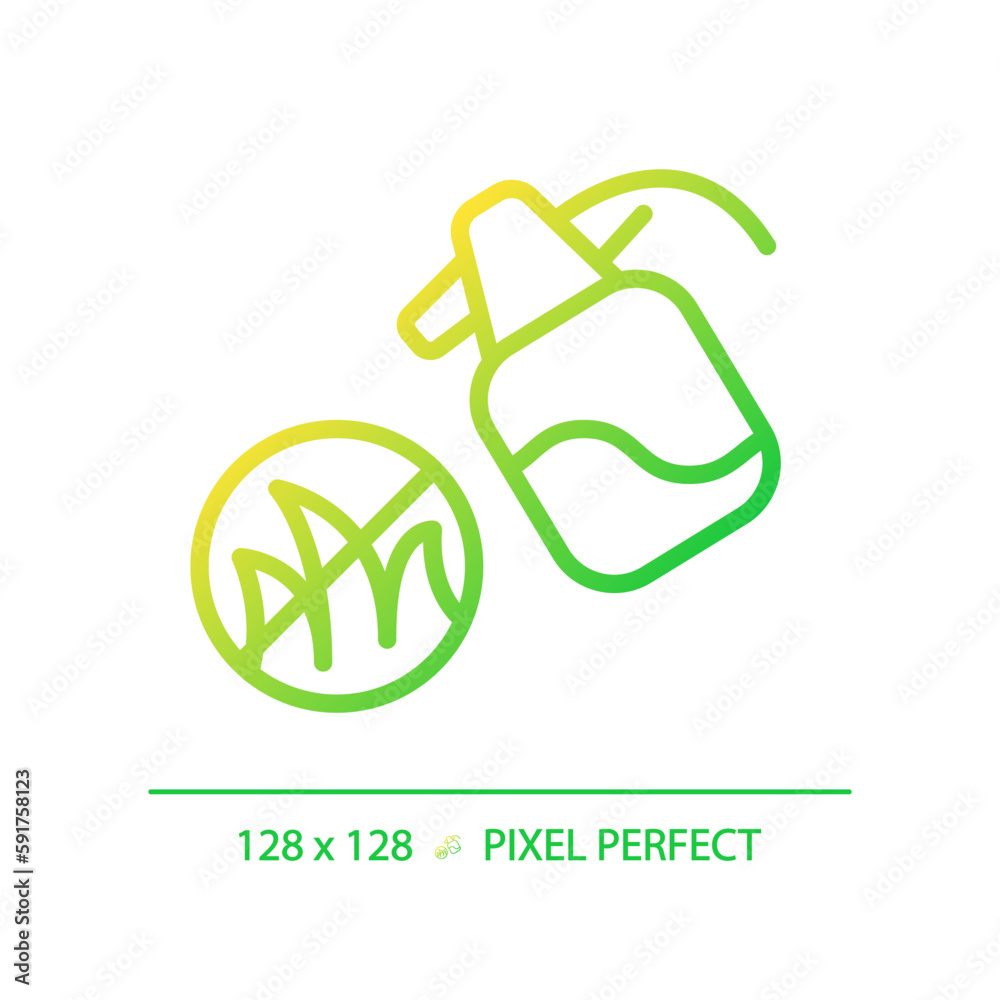 Weed control gradient linear vector icon. Reducing growth. Vegetation management. Herbicide ...