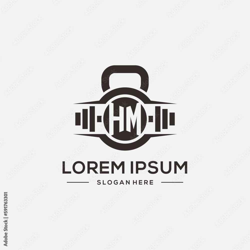 Initial HM fitness logo design inspiration Stock Vector | Adobe Stock